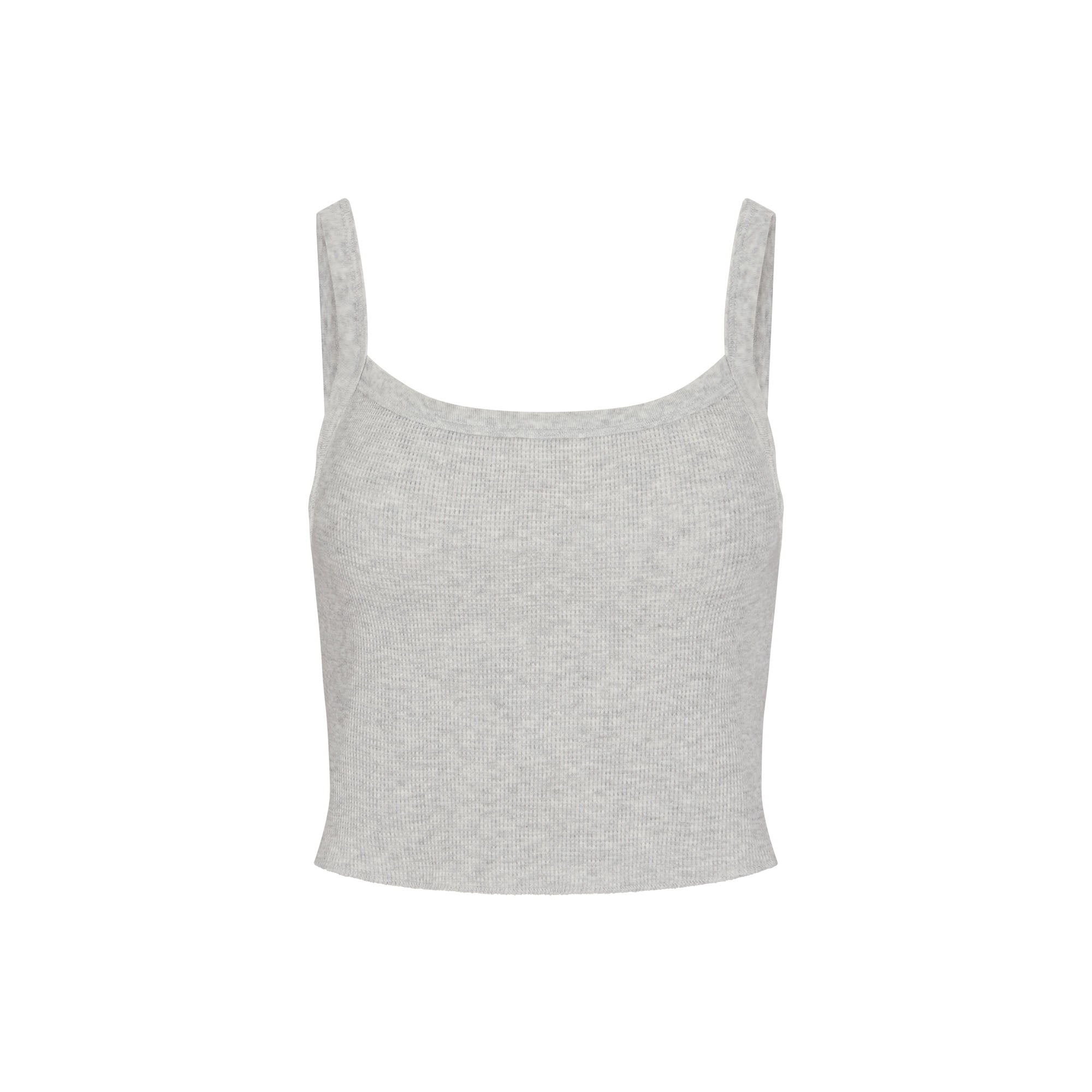 WAFFLE CROPPED CAMI LIGHT HEATHER GREY XXS