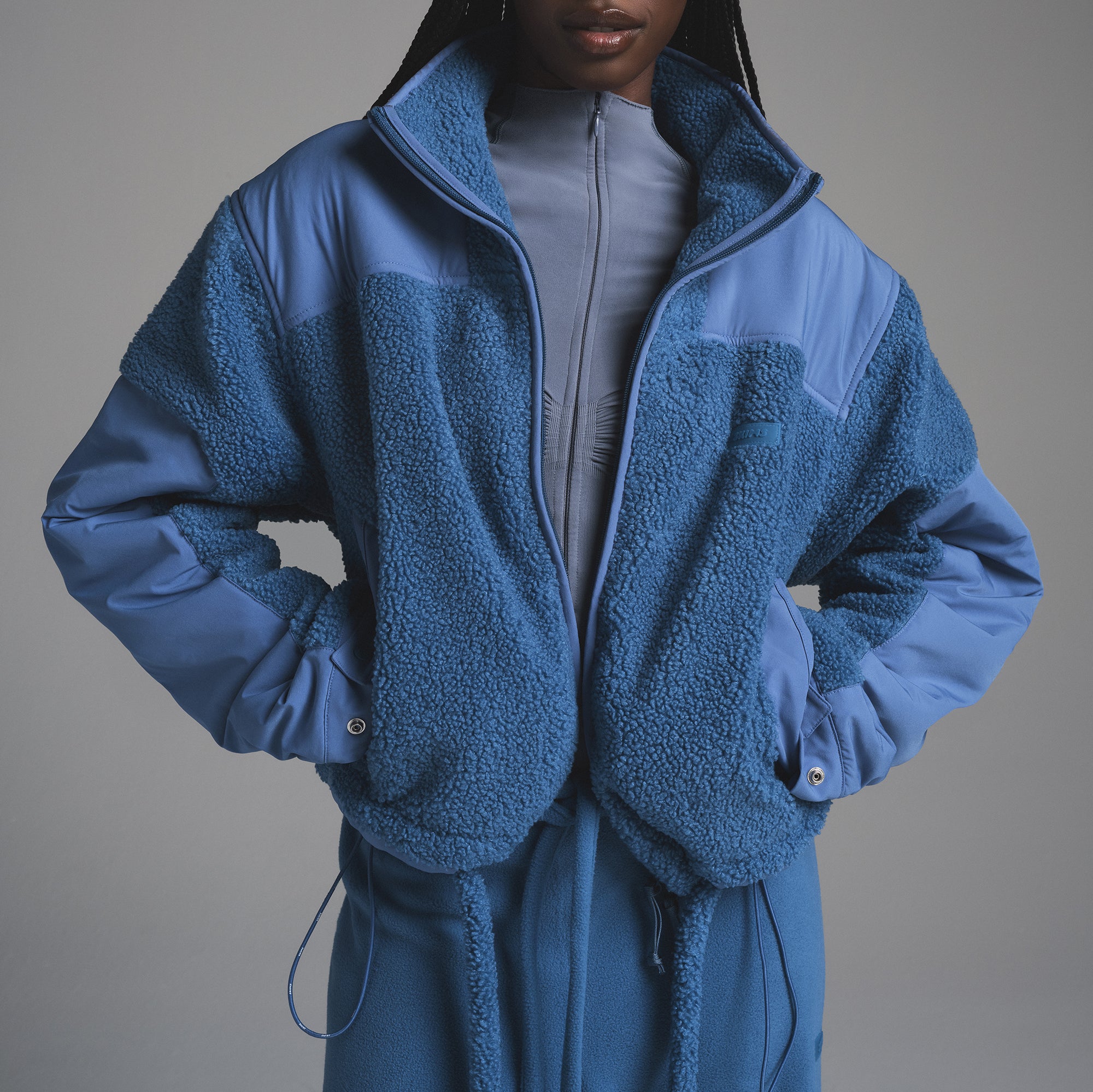 TEDDY BOXY ZIP UP | AZURE TEDDY BOXY ZIP UP | AZURE